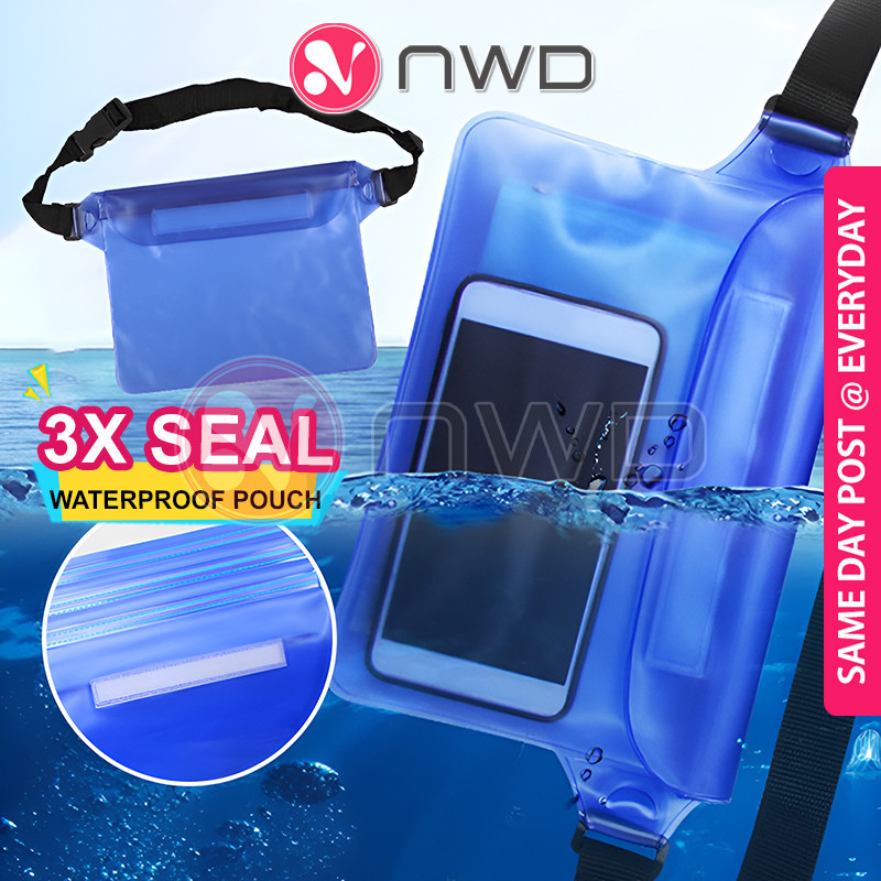 𝗧𝗥𝗜𝗣𝗟𝗘 𝗦𝗘𝗔𝗟 》 Adjustable PVC Waterproof Waist Bag Beach Swim Pouch Beg ...