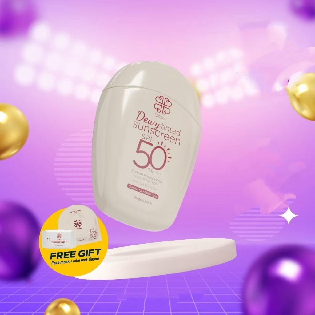 WAWA DEWY TINTED SUNSCREEN (free face mask+mini wet tissue) | Shopee ...