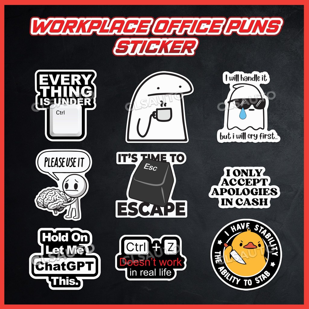Office Stickers Puns Meme Workplace Pelekat Pejabat Lawak & Comel ...