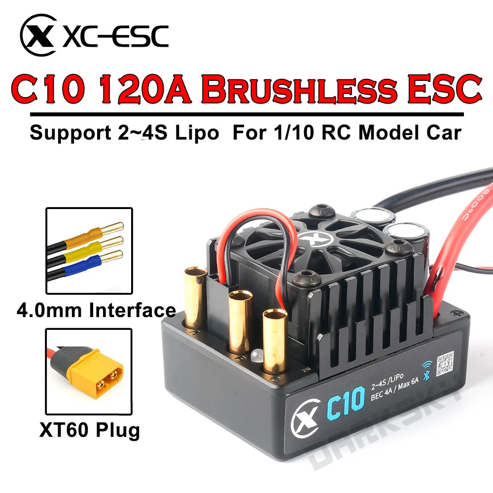 XC-ESC C10 120A Brushless ESC Support 2~4S Lipo Battery For 1/10 RC ...