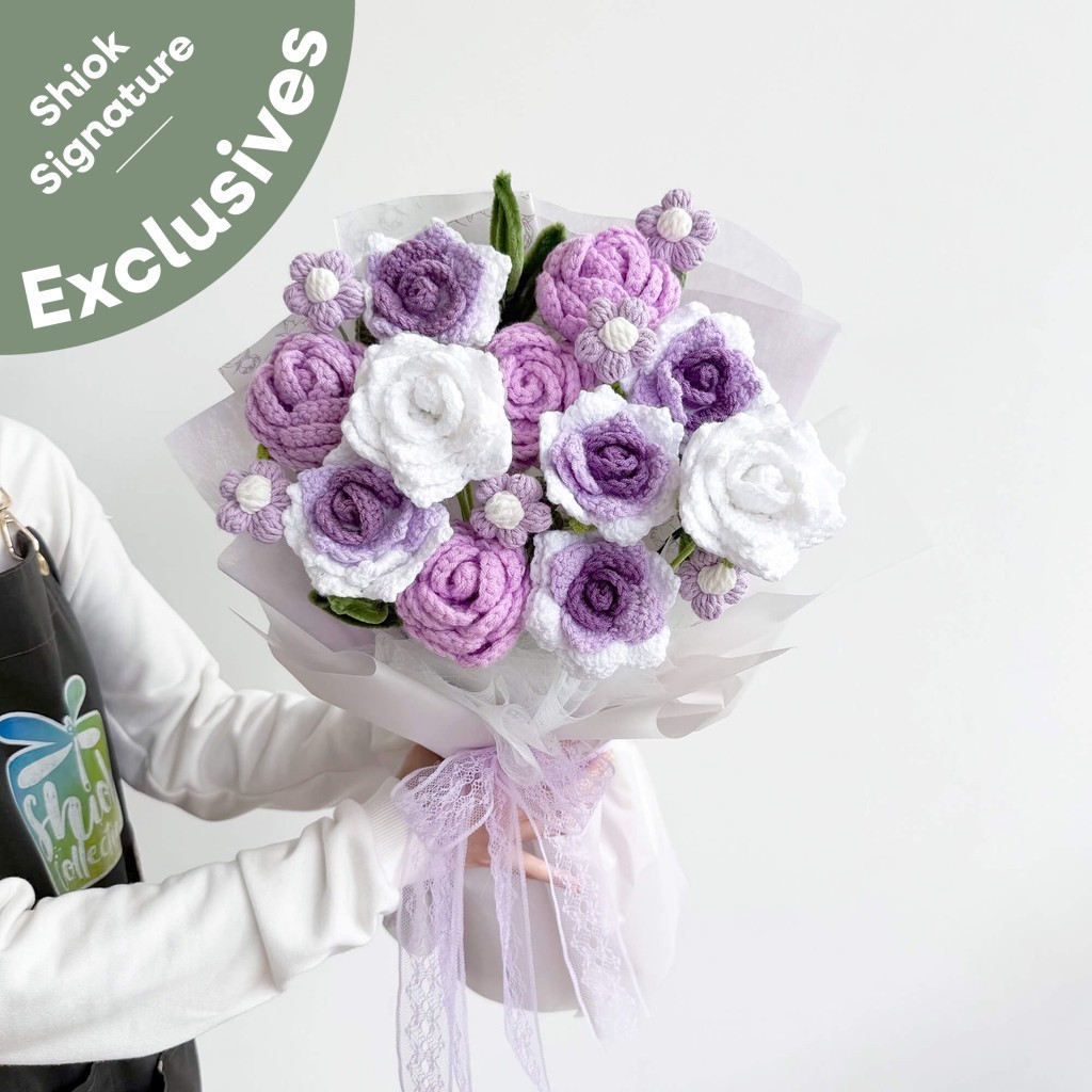 SHIOK Crochet Flower Bouquet For Mother Day Women Day Valentine Day ...