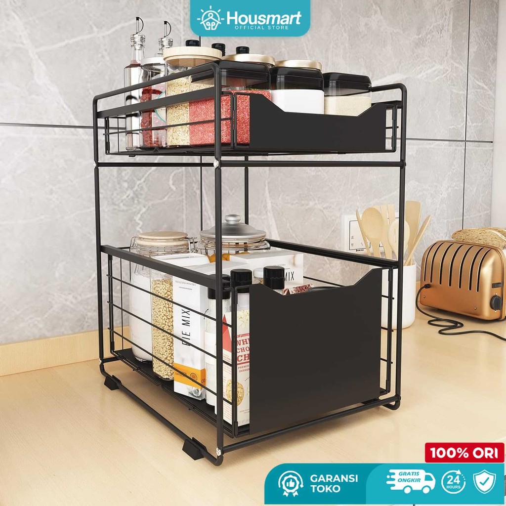 Housmart U-HOOME Sliding Kitchen Spice Rack Carbon Steel Kitchen ...