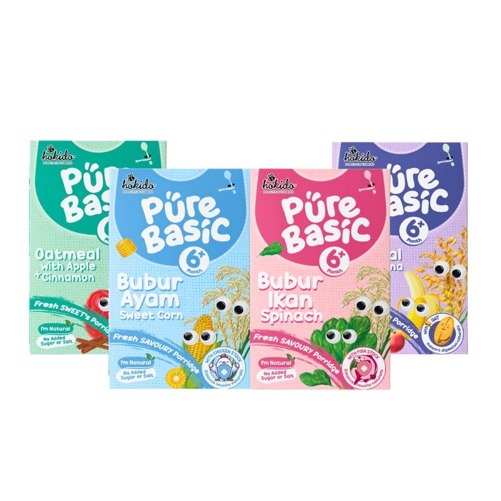 Hokido Baby Food Ready To Eat Bubur Bayi RTE Pure Basic Porridge Halal ...