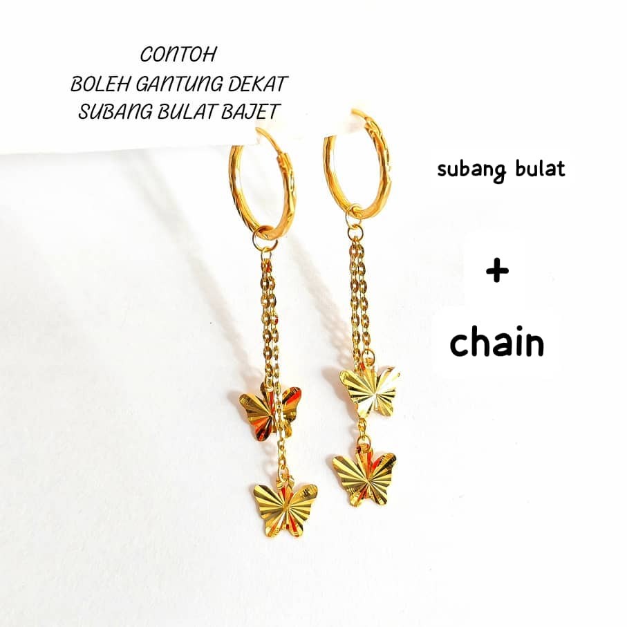 Wing Sing Subang Bulat Gantung Shj Tulen Emas 916 Gold | Shopee Malaysia