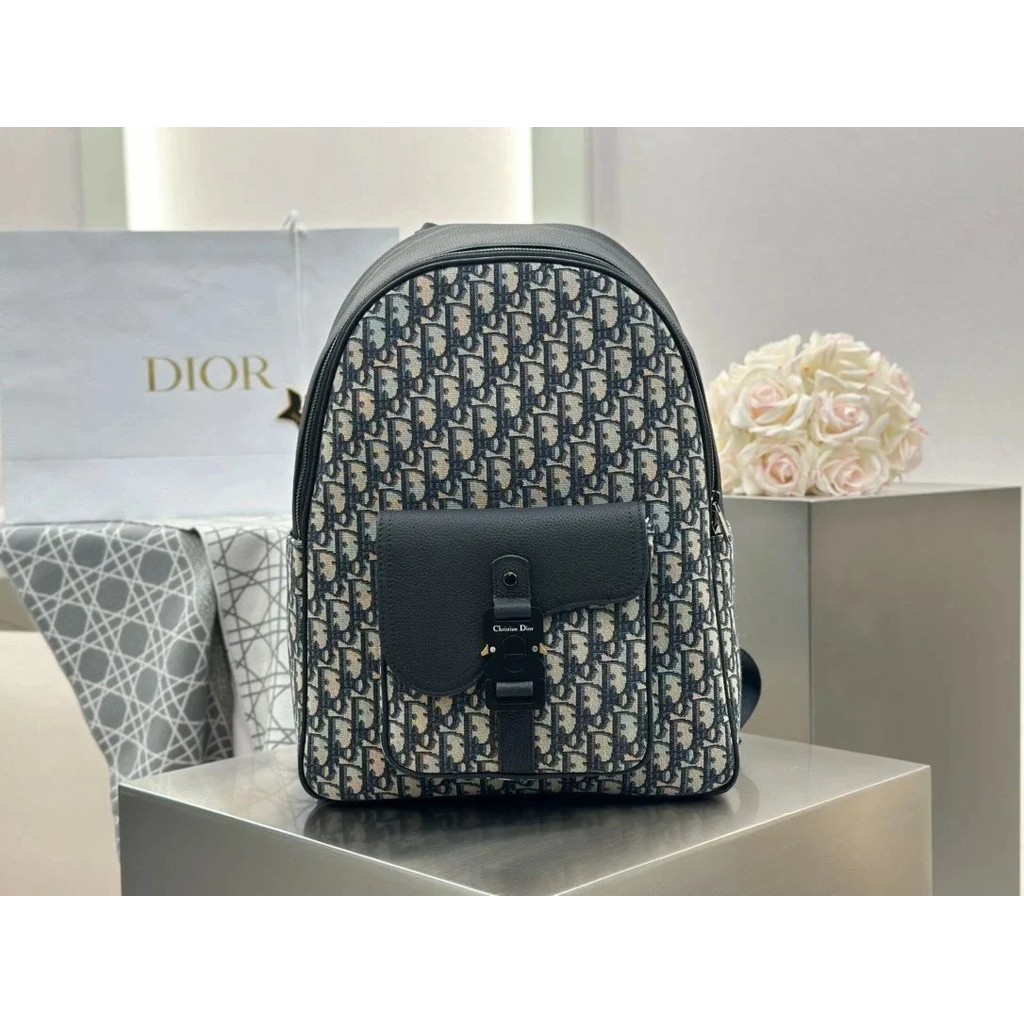 Dior New Style Saddle Presbyopic Zipper Backpack School Bag Men's Bag ...