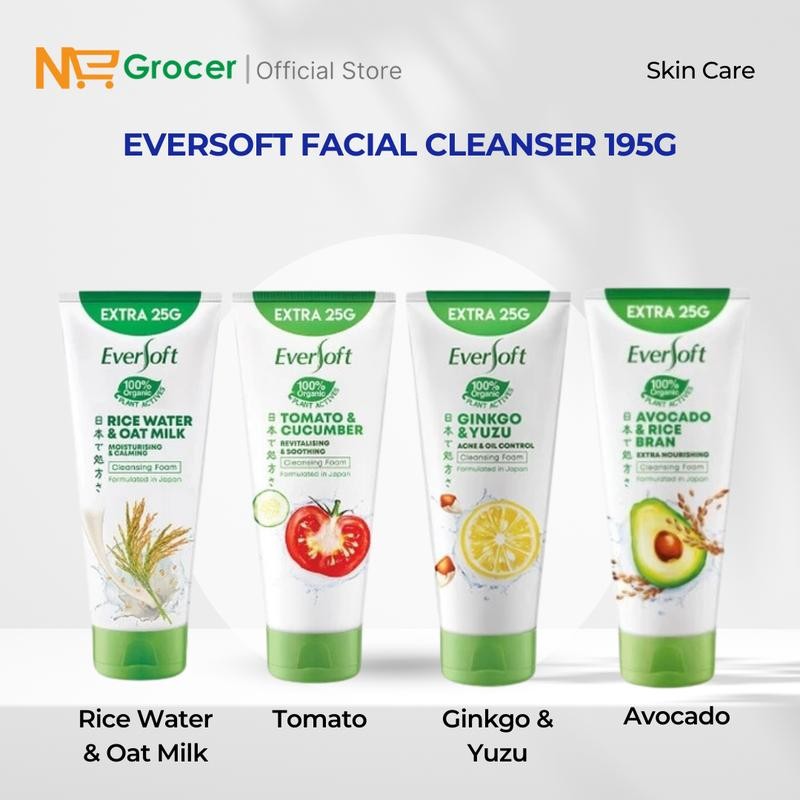 Eversoft Skincare Facial Cleanser Avocado & Rice Bran / Ginkgo & Yuzu ...