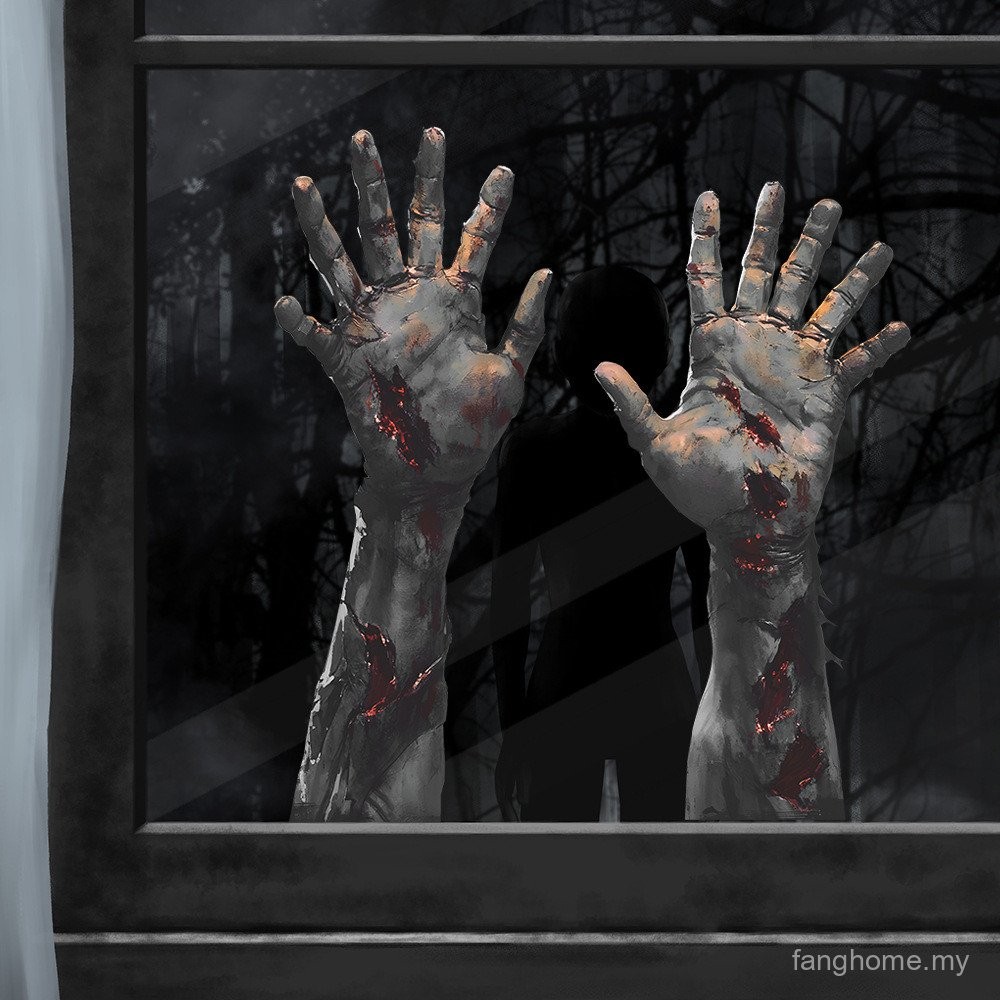 Halloween Horror Zombie Palm Balcony Glass Window Home Decoration ...