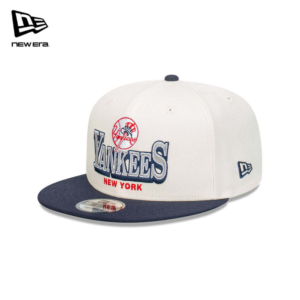9FIFTY New York Yankees Stack Script 2-Tone Navy Visor Chrome White ...