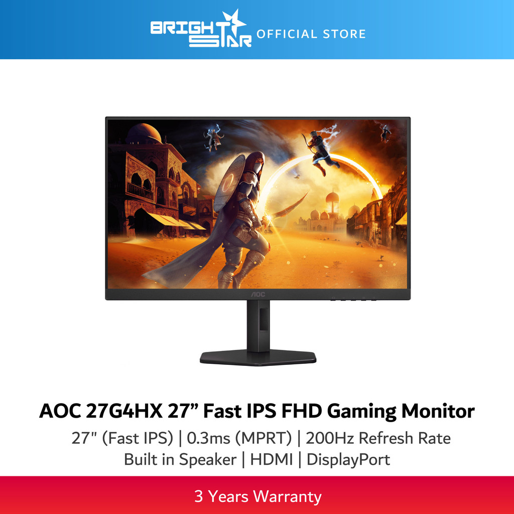 AOC 27G4HX 27" 200Hz Gaming Monitor - Fast IPS/0.3ms MPRT/HDMI ...