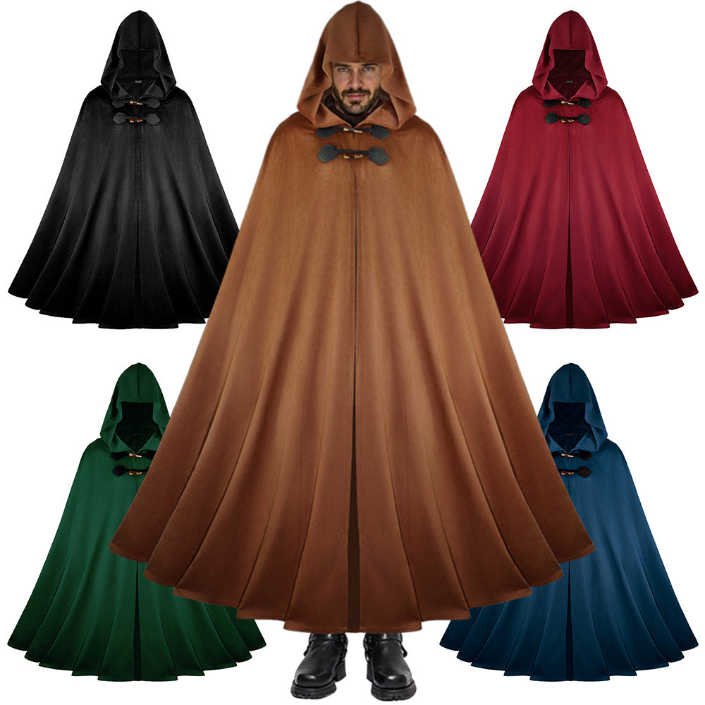 Medieval Dutch Velvet Halloween Hooded Combat Cloak Cloak Pirate Ranger ...