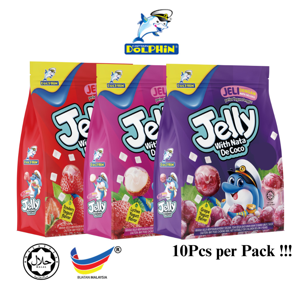 Captain Dolphin Jelly with Nata De Coco Yogurt Flavor Jeli Dengan Nata ...