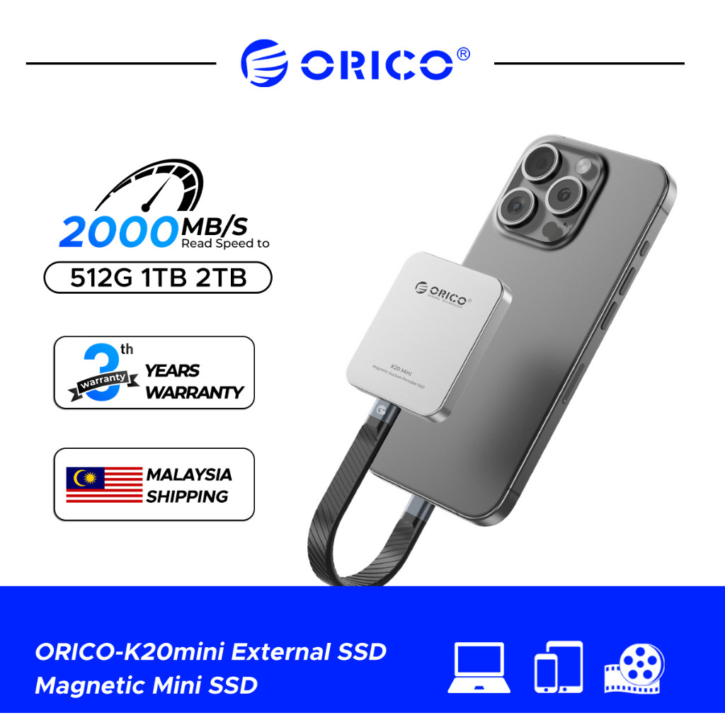 ORICO Mini Magnetic External SSD 2000MB/s 512GB/1TB/2TB - Type-C ...