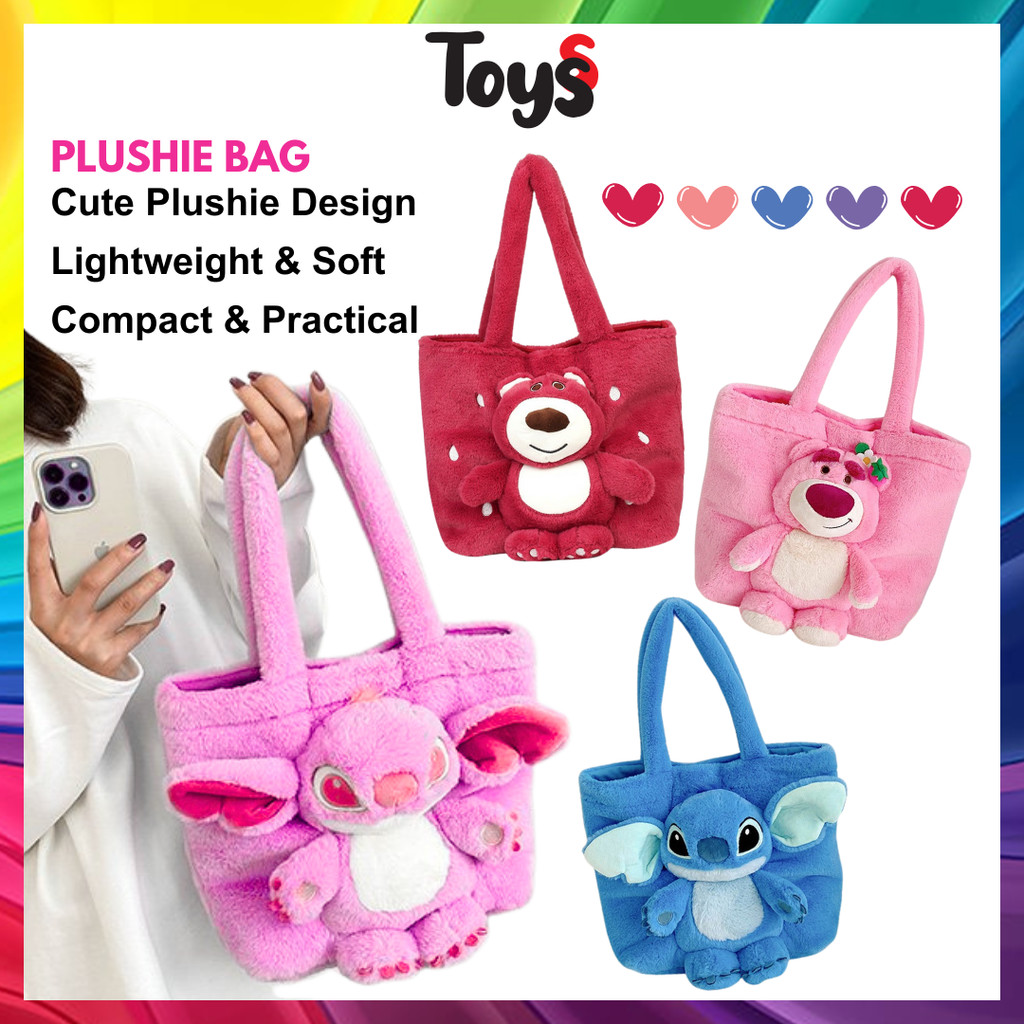 Toyss Cute Plushie Bag Disney Handbag Stitch beg Sekolah Lotso Handbag ...
