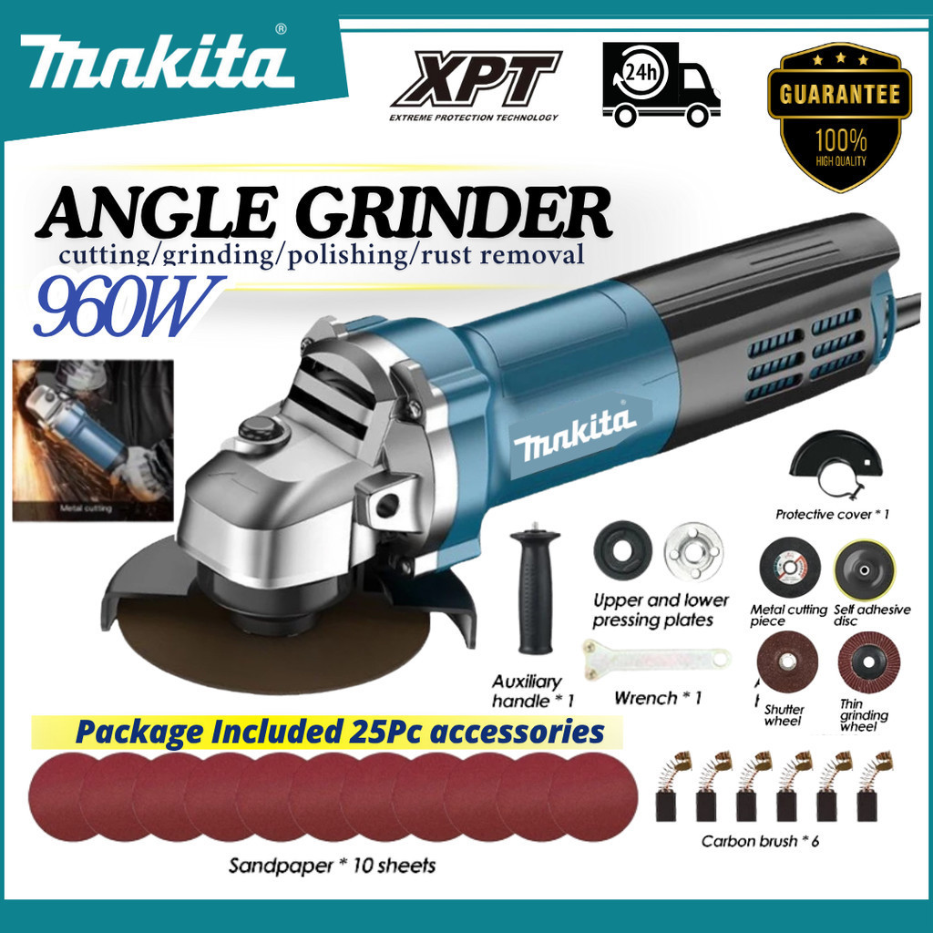 960W Heavy Duty Electric Angle Grinder Machine 4'inch Multifunctional ...