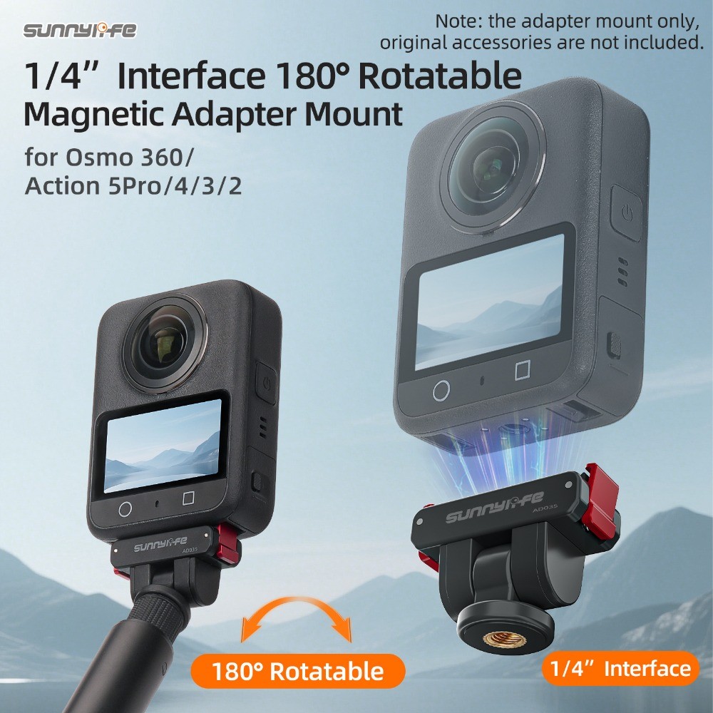 For DJI OSMO 360 magnetic adapter 1/4 expansion piece with adjustable ...