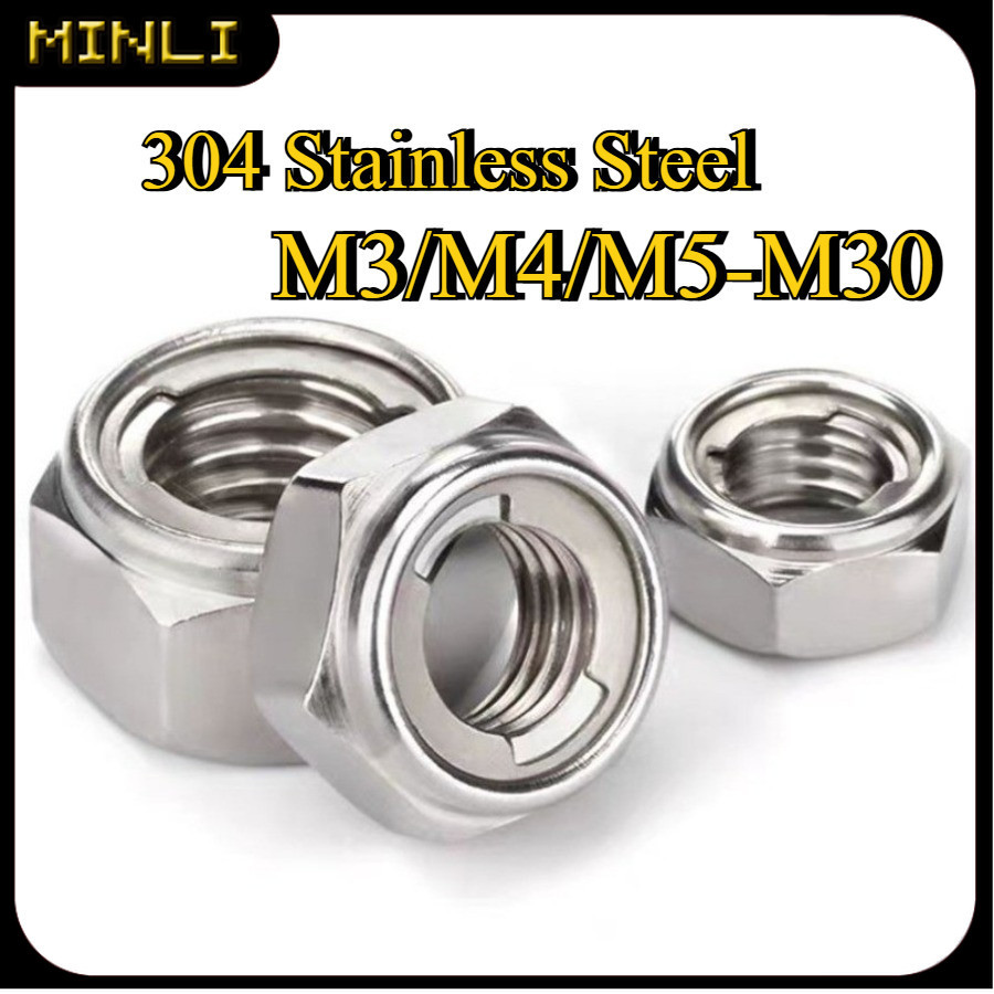 Metal Lock Nut 304 Stainless Steel Hex Nuts M3/M4/M5-M30 Metal Self ...