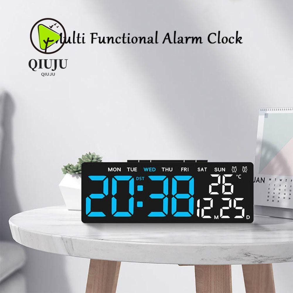 QIUJUU Electronic Wall Clock, Wall-mounted Temperature Digital LED ...