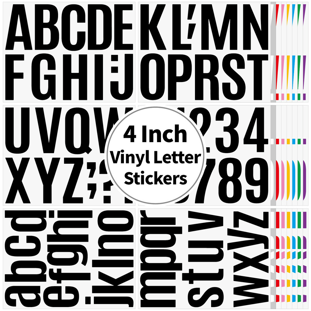 7 Sheets 4inches 10cm Big Alphabet Letter Numbers Stickers Removable ...