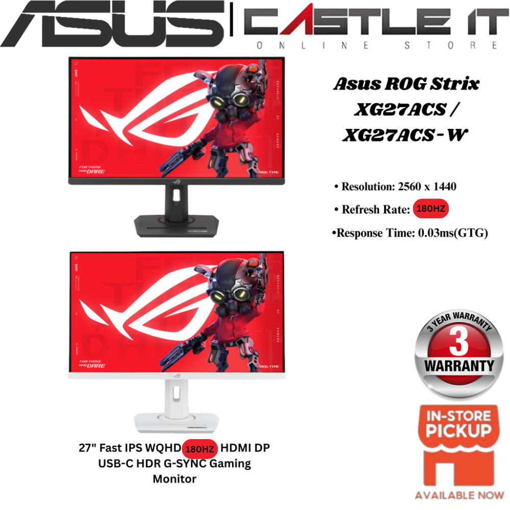 Asus ROG Strix XG27ACS / XG27ACS-W 27" Fast IPS WQHD 180Hz HDMI DP USB ...