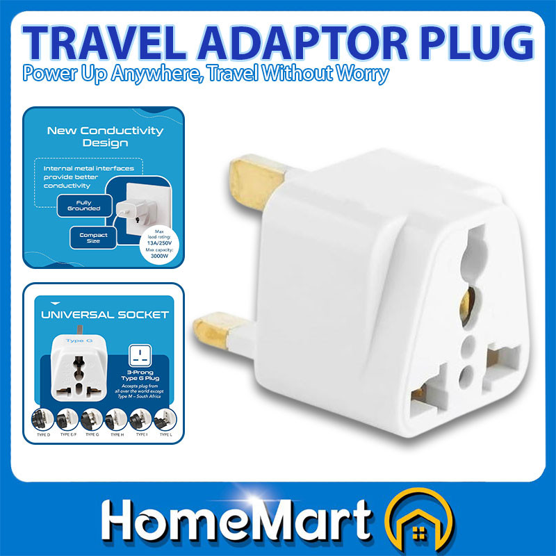 Plug Type-G 13AMP International UK Travel Adaptor Conversion Plug 3 Pin ...
