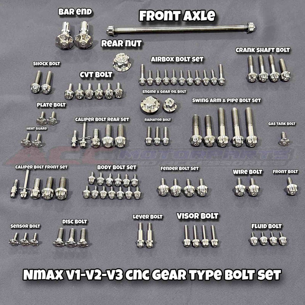 NMAX V1 / NMAX V2 CNC BOLTS SET (SOLD PER PARTS) CNC GEAR TYPE ...