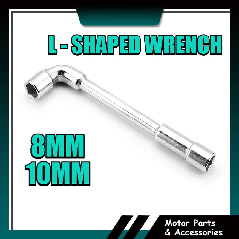 HAND TOOL L-SHAPED 8MM 10MM WRENCH SOCKET REPAIR L TYPE NON-SLIP SILVER ...