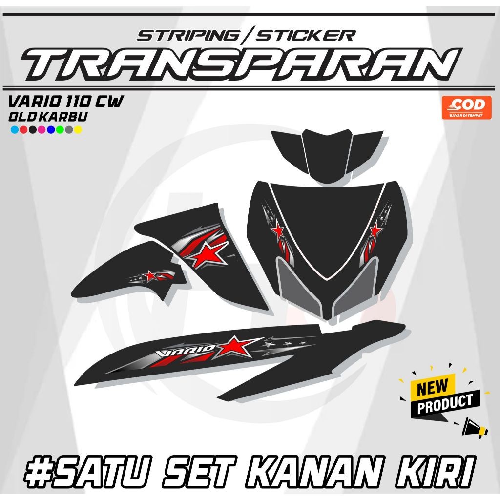 TRANSPARENT STRIPING STICKER FOR HONDA VARIO CW OLD CARBON MOTORCYCLE ...