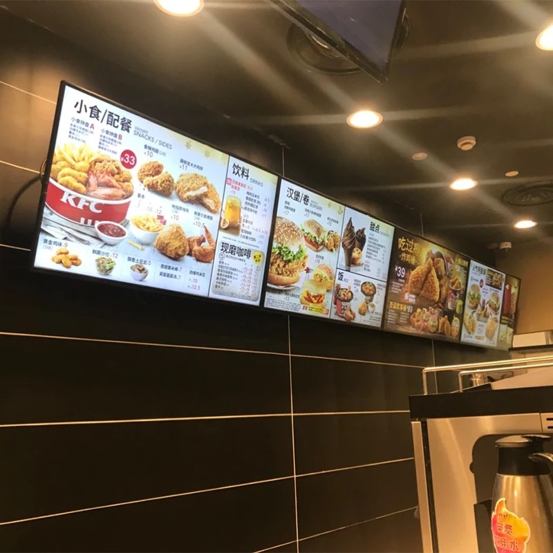 Blue 107/143/183 cm KFC Restaurant Advertising Machine Wall-Mounted ...