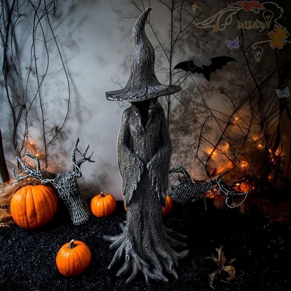 BLISS Halloween Witch Statue, Black Resin Ghost Witch Sculpture ...
