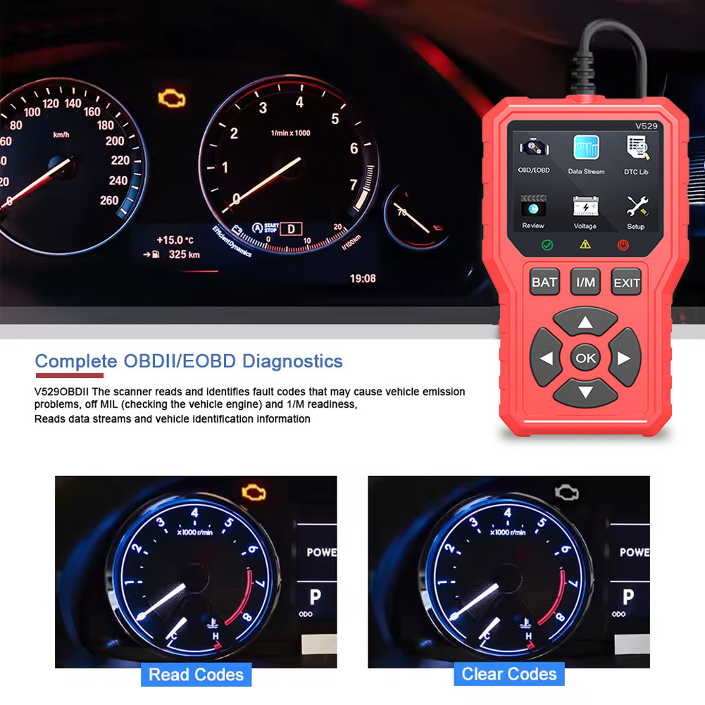 OBD2 Scanner Diagnostic Tool Read and Clear Error Codes Car Code Reader ...