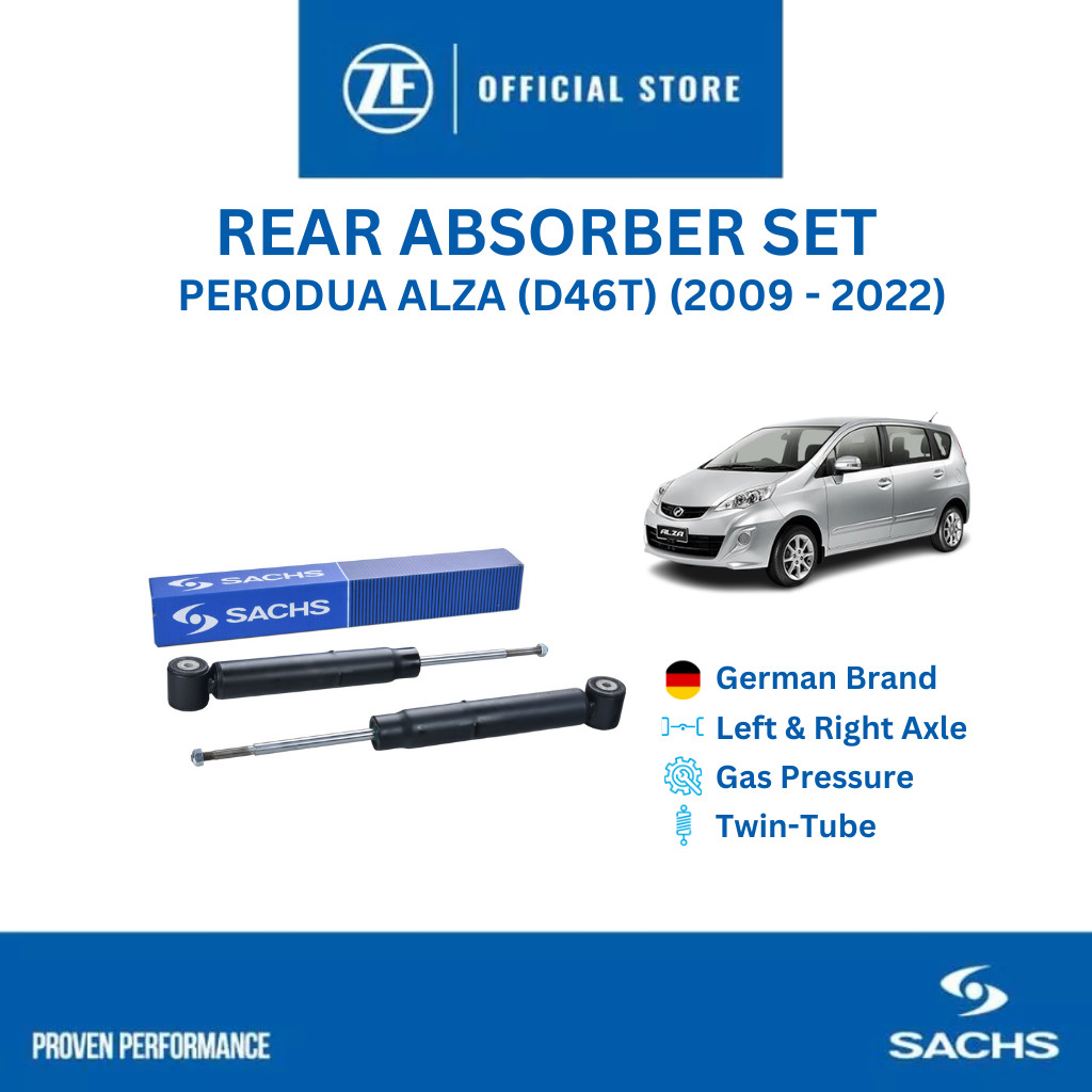 SACHS Shock Absorber Rear Set PERODUA ALZA (D46T) - 2009 - 2022 - 315 ...