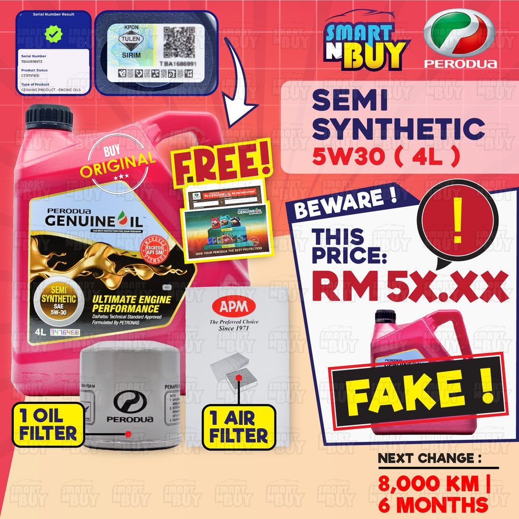 Perodua Original Sirim 5w30 Minyak Hitam Enjin Kereta Semi Synthetic ...