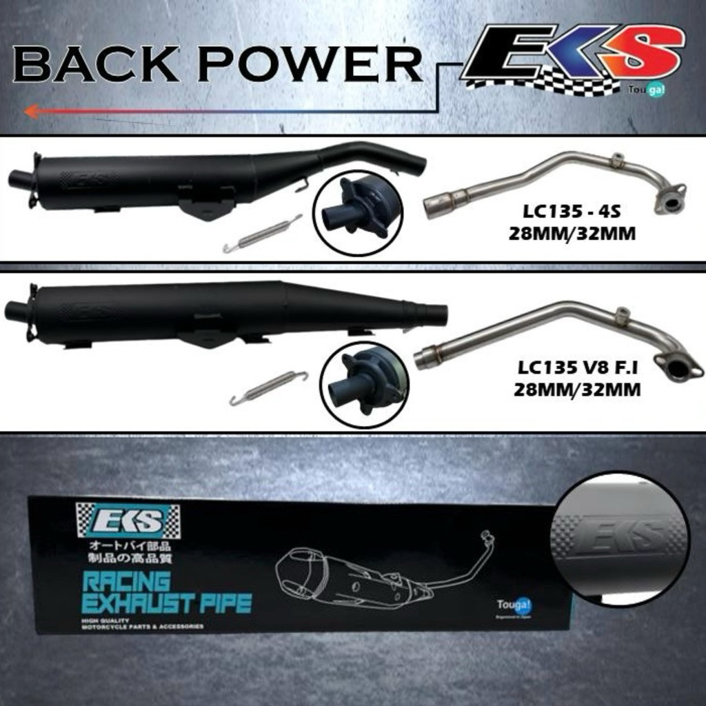 (EKS) EXHAUST PIPE STD EZKOS PAIP LC135 V1 V2 V3 V4 V5 V6 V7 V8 (28MM) (32MM ) (BACKPOWER - BACK ...