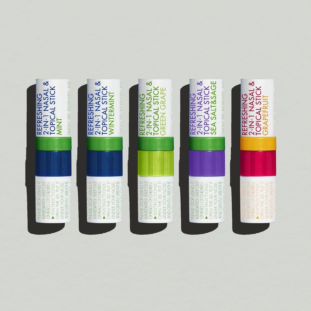 5 Pcs 2-in-1 Nose Inhaler Stick Vapor Essential Oil Rub, On-The-Go ...