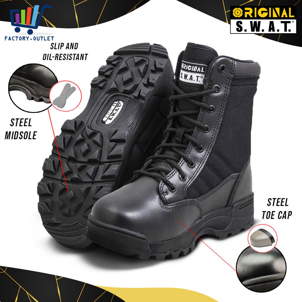 SWAT Tactical Boots – Kasut Keselamatan SWAT Steel Toe Cap Steel Mid ...