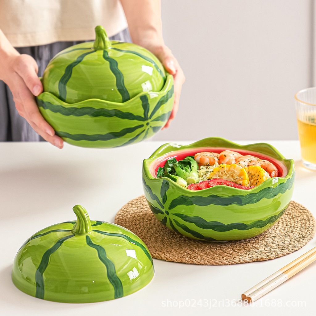 Watermelon Instant Noodle Bowl with Lid 2025 New Style Household One ...
