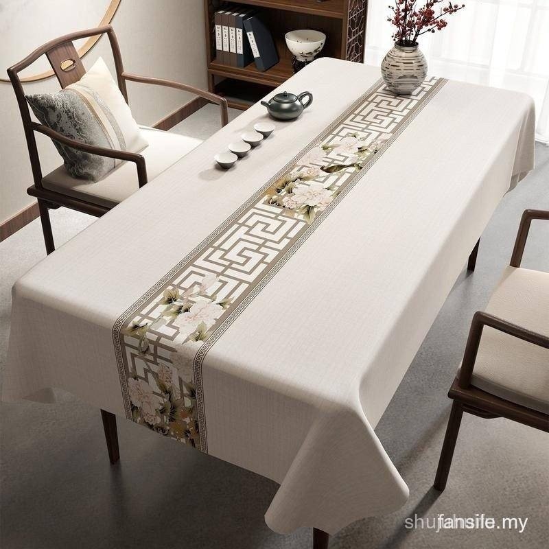 PVC Waterproof Oilproof Table Cloth Chinese Zen Philosophy Tablecloth ...