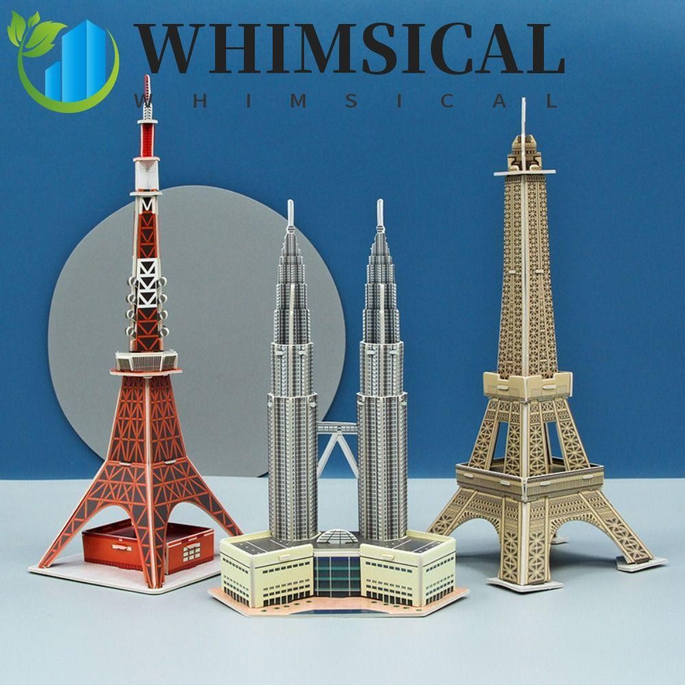 WHIMSICAL World Famous Buildings Model, Paper 3D Mini Cardboard Puzzle ...