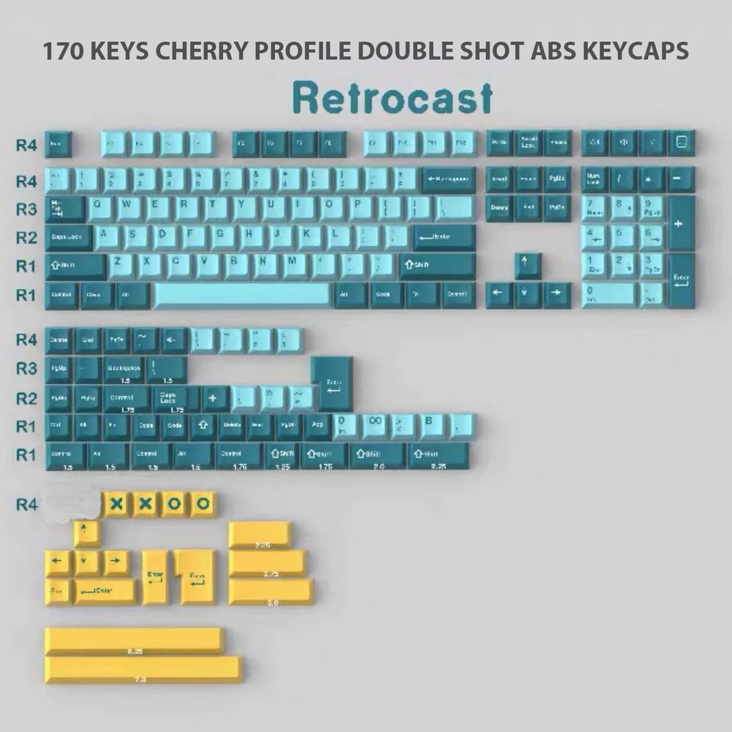 170 Keys Full Set Cherry Profile ABS Keycaps Double Shot with Extra ...