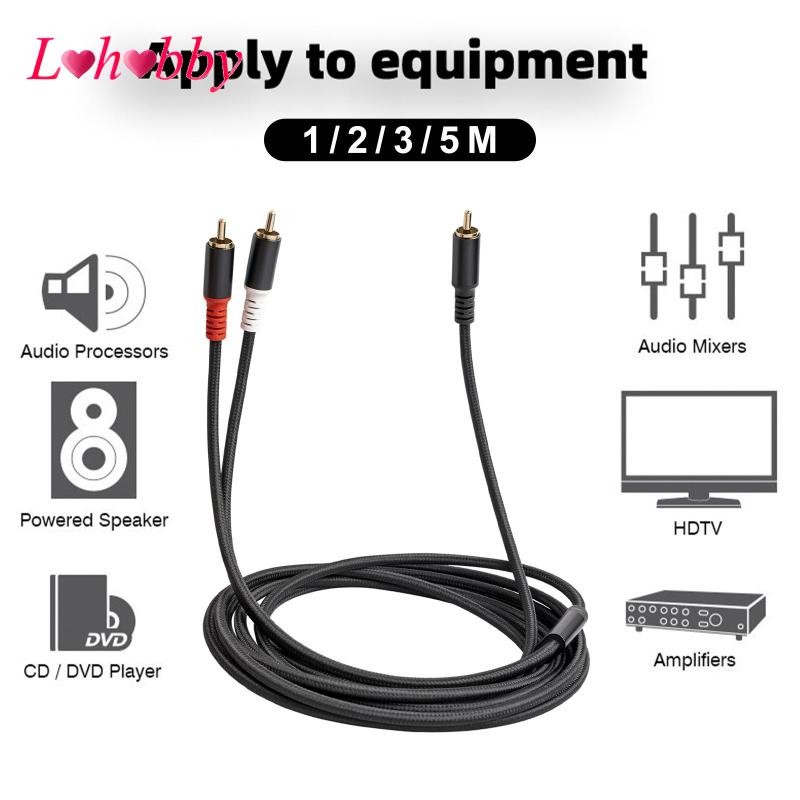 Lohobby RCA to 2RCA Subwoofer Cable Y Adapter Splitter for Amplifier ...