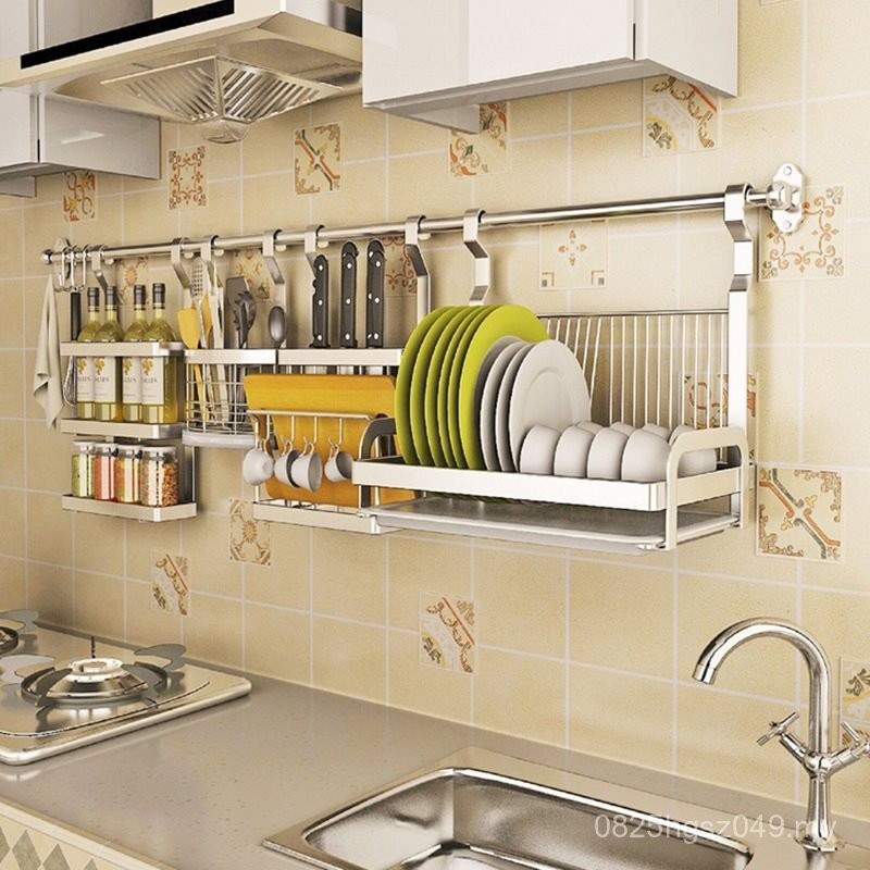 Seasoning Stainless Steel Hanging Rod Drain Rack Storage Rack Dishes ...