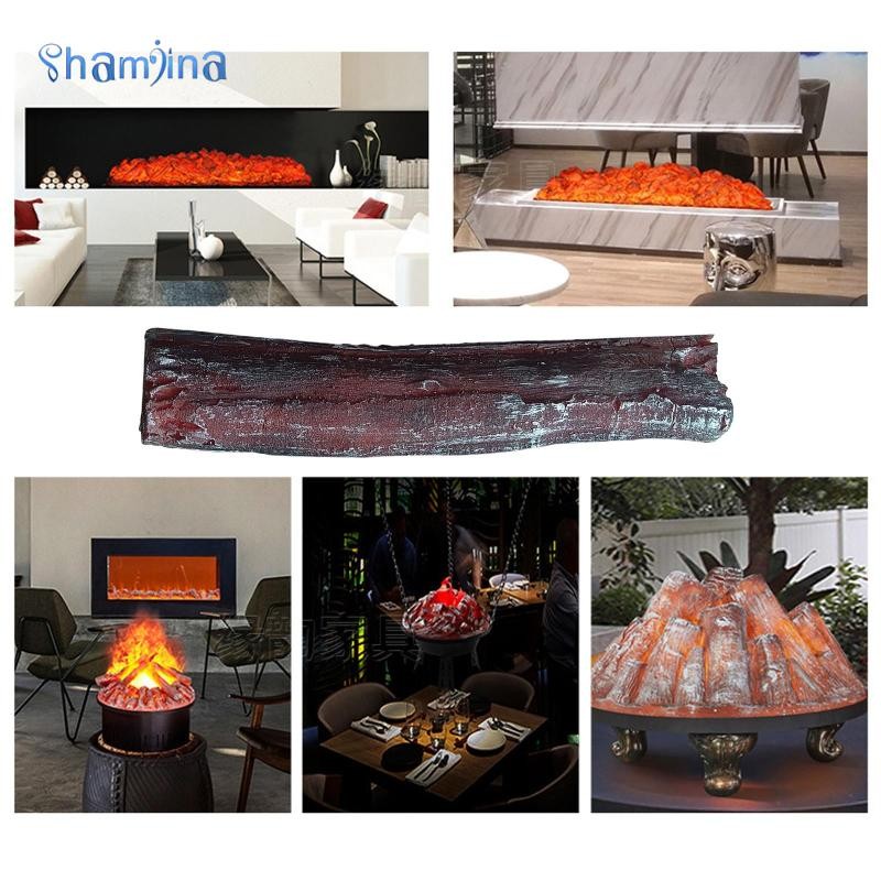 [Shamjina] Simulation Flame Charcoal Strip Fake Firewood Home Resin ...