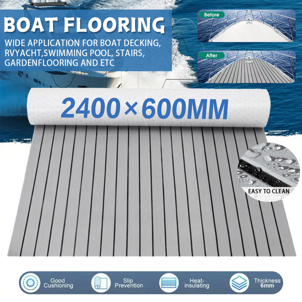 Marine Flooring Faux Teak Gray 24X60 EVA waterproof floor sticker boat ...