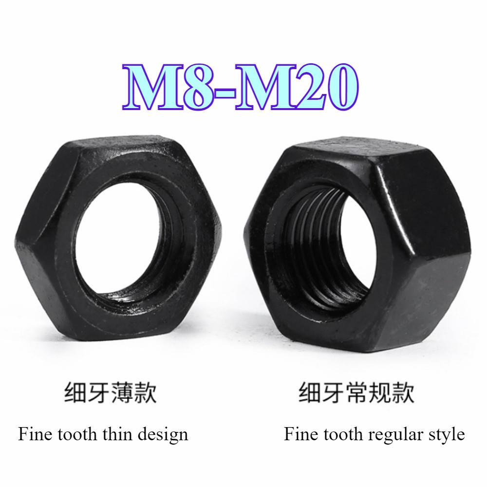 Grade 8 High-Strength Thin Hex Nut Flat Nut Black Fine Thread Nut M8 ...