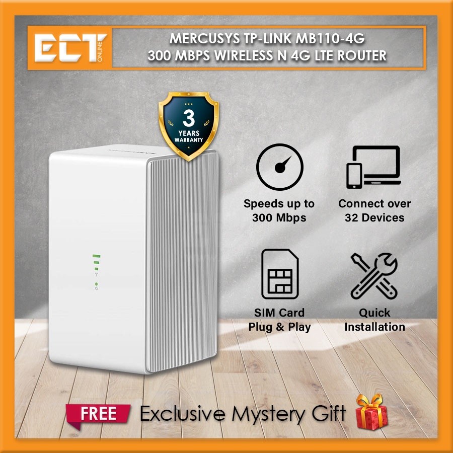 Mercusys TP-Link MB110-4G 300 Mbps Wireless N 4G LTE Router with Build ...