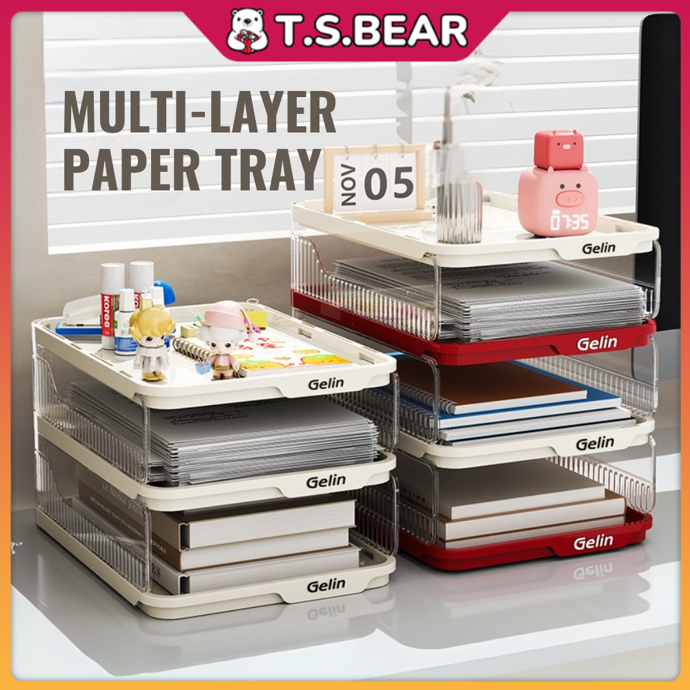 Multi-Layer Paper Tray Stackable File Organizer Document Storage Rack ...