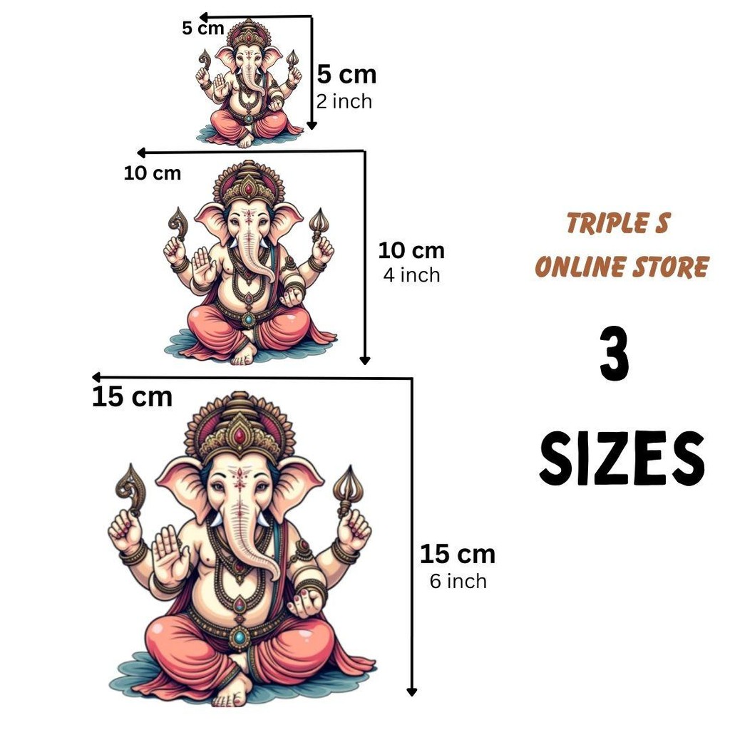 Ganesha 3D UV Stickers | Stiker Vinil Tahan Air Aesthetic untuk Telefon ...