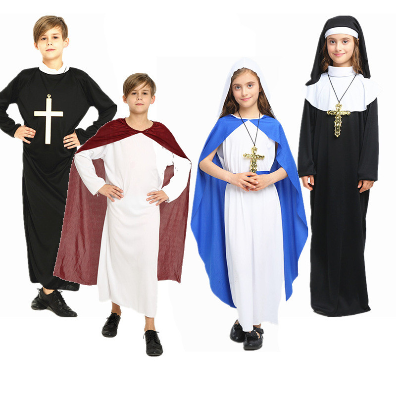 Halloween Masquerade Boy Priest Robe Priest Godfather Missionary Jesus ...