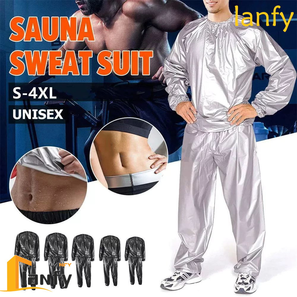 LANFY Men Women PVC Sauna Suit, Sport Suit Long Sleeve Summer Men's Top ...