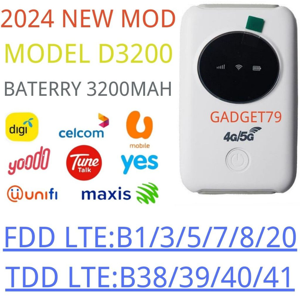 MODEN 4G LTE WIFI ROUTER MIFI D3200 BYPASS MODIFIED HOTSPOT UNLIMITED ...